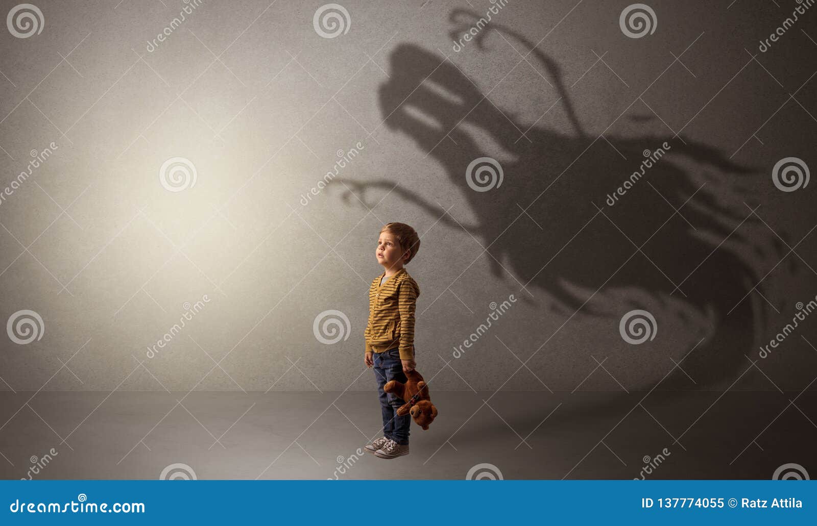 Scary Ghost Shadow Behind Kid Stock Image - Image of fear, childish ...