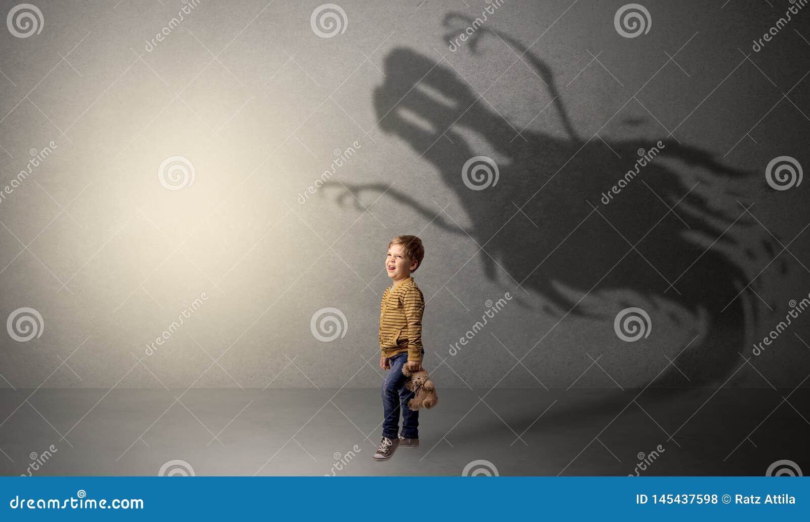 Scary Ghost Shadow Behind Kid Stock Photo - Image of little, phantom ...