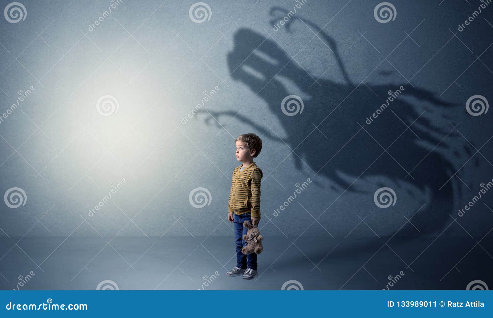 Scary Ghost Shadow Behind Kid Stock Image - Image of child, plush ...