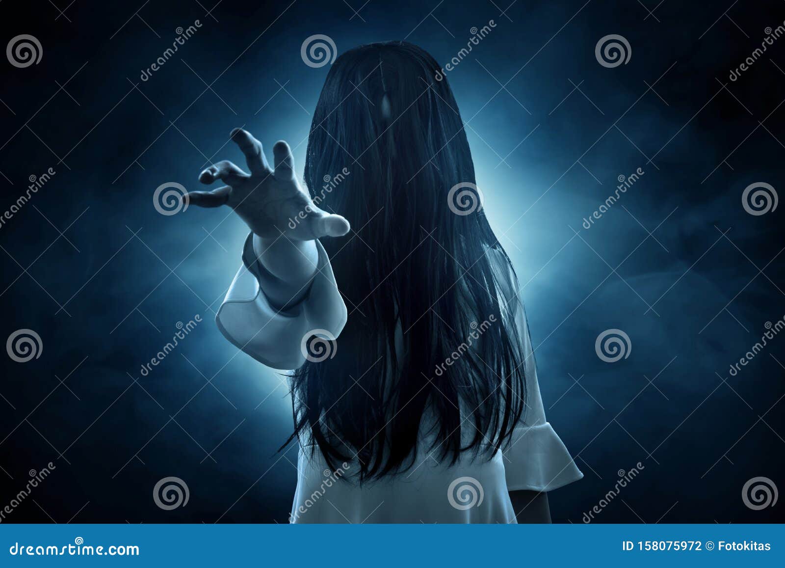 Scary Ghost Woman On Dark Background Stock Photography | CartoonDealer ...