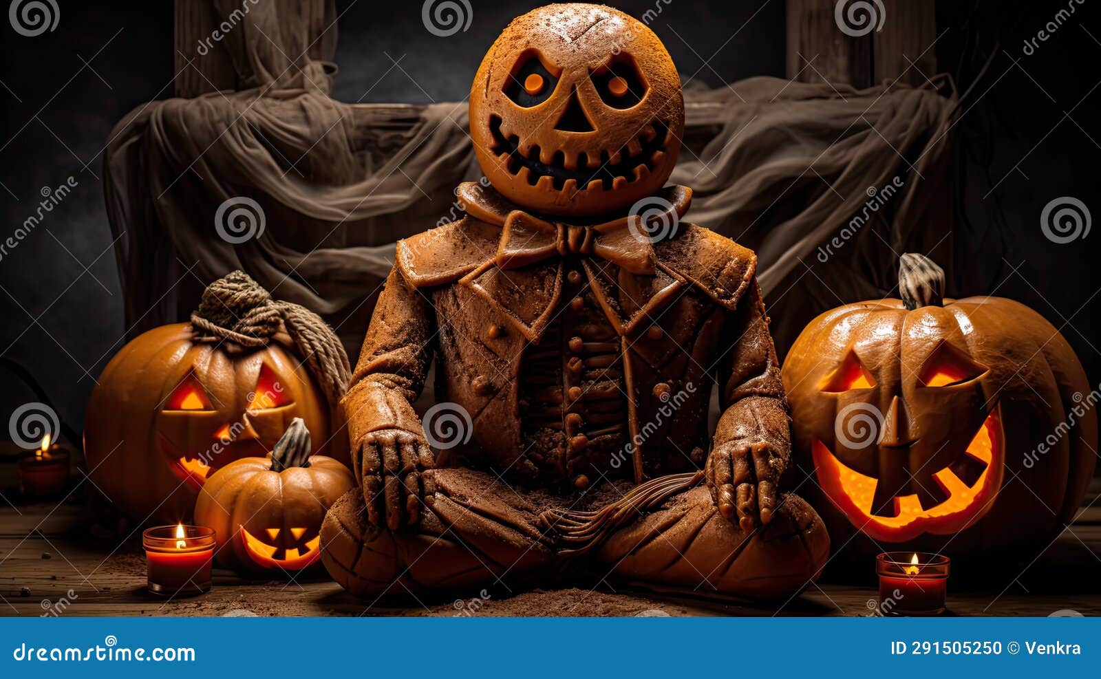 Scary Gingerbread Man during Halloween Celebration Stock Photo - Image ...