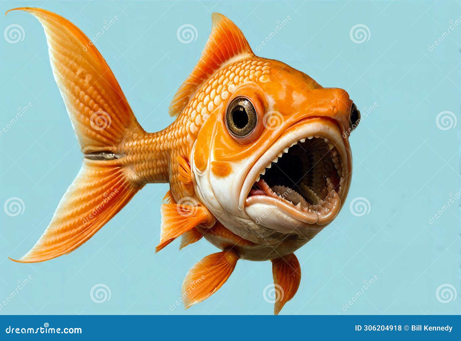 Scary Goldfish stock illustration. Illustration of water - 306204918