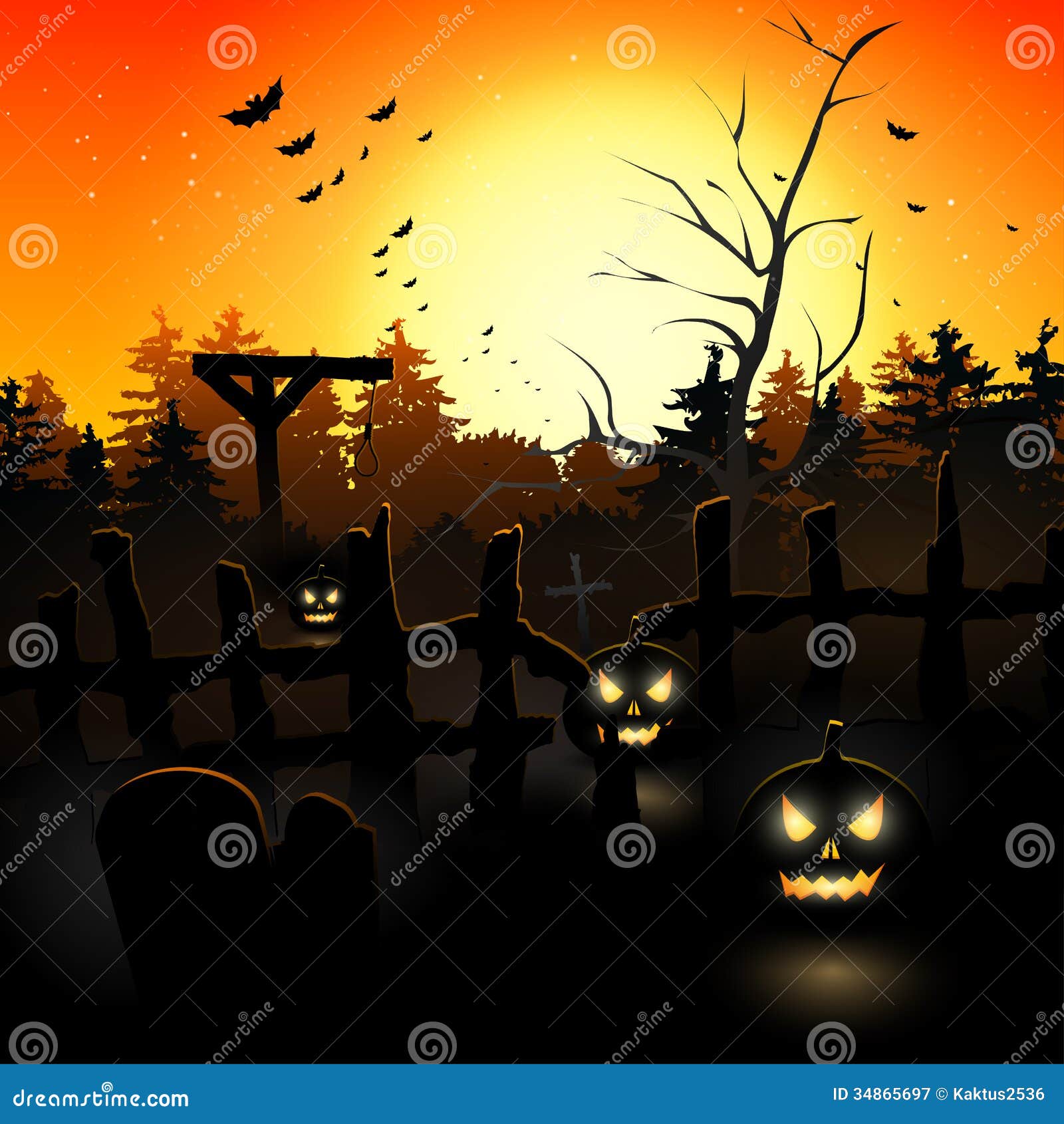Scary graveyard stock illustration. Illustration of holiday - 34865697