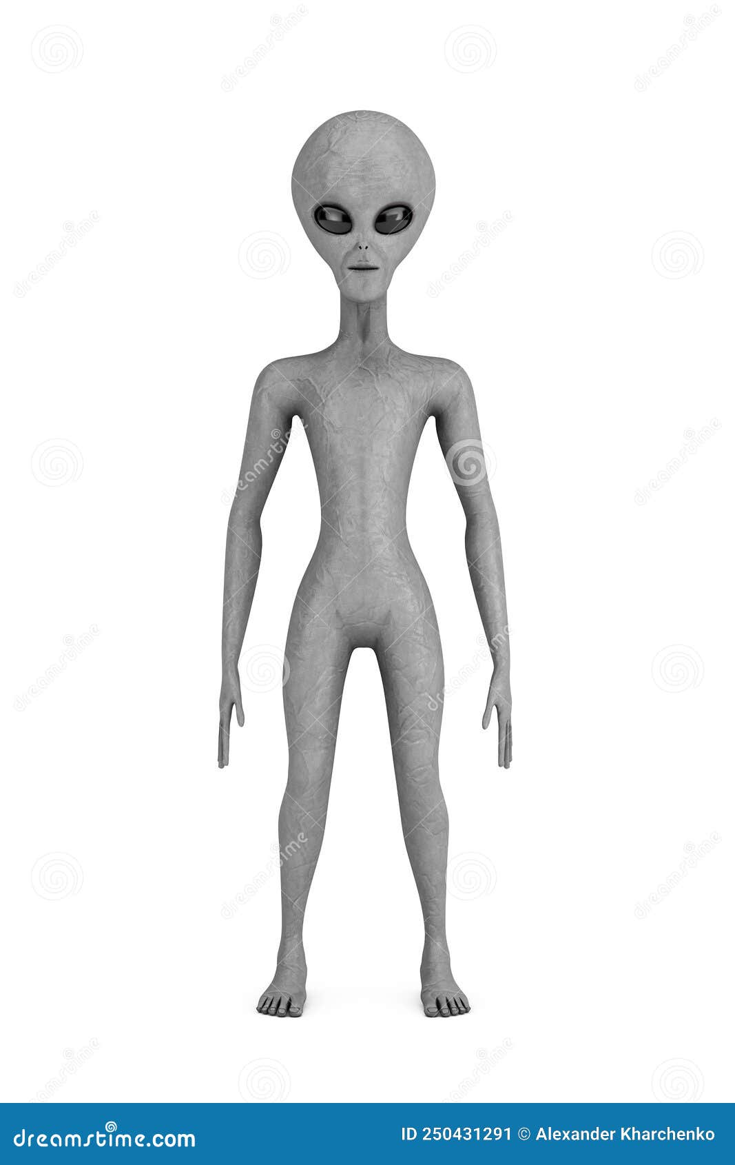 Scary Gray Humanoid Alien. 3d Rendering Stock Illustration ...
