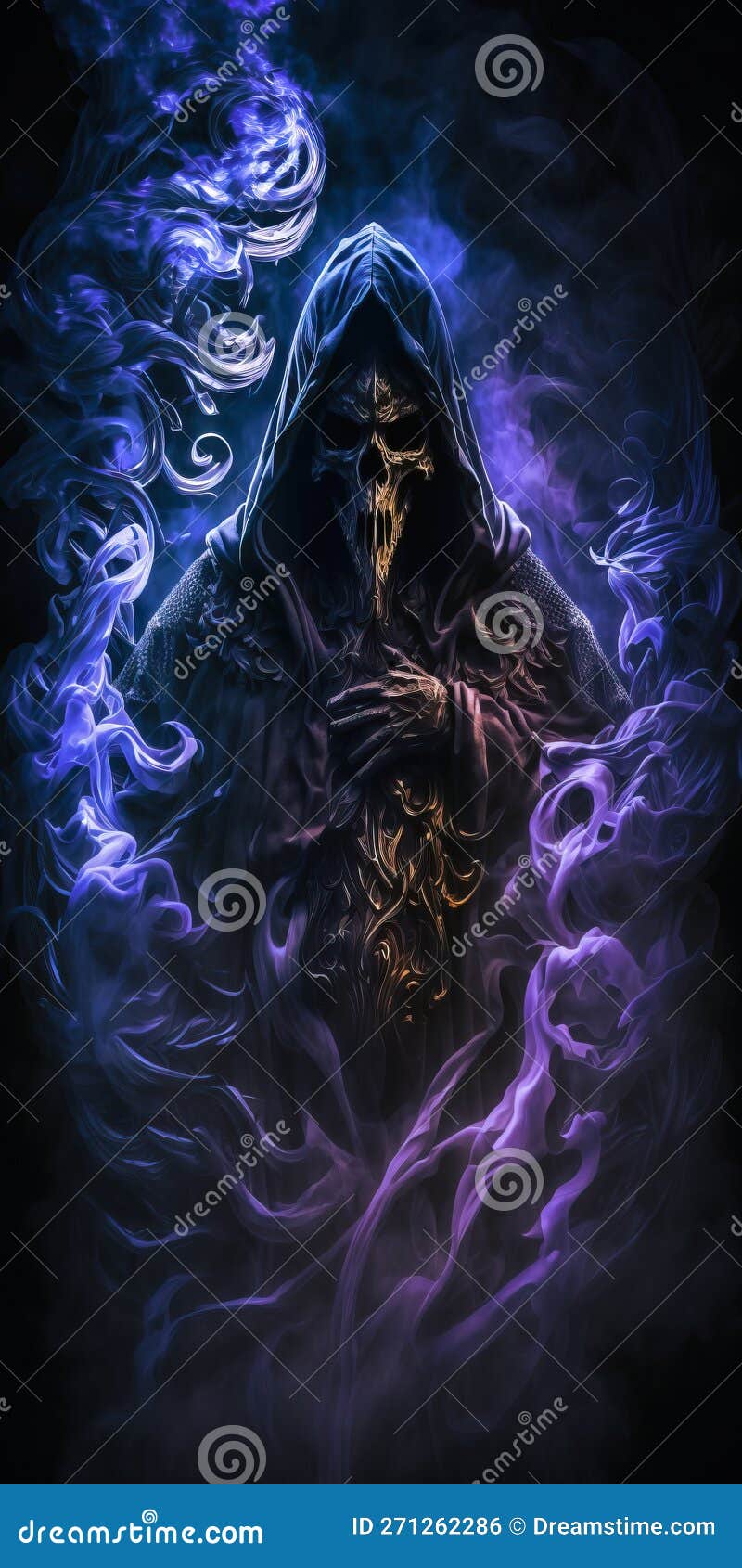 Scary Grim Reaper in the Dark Stock Illustration - Illustration of ...