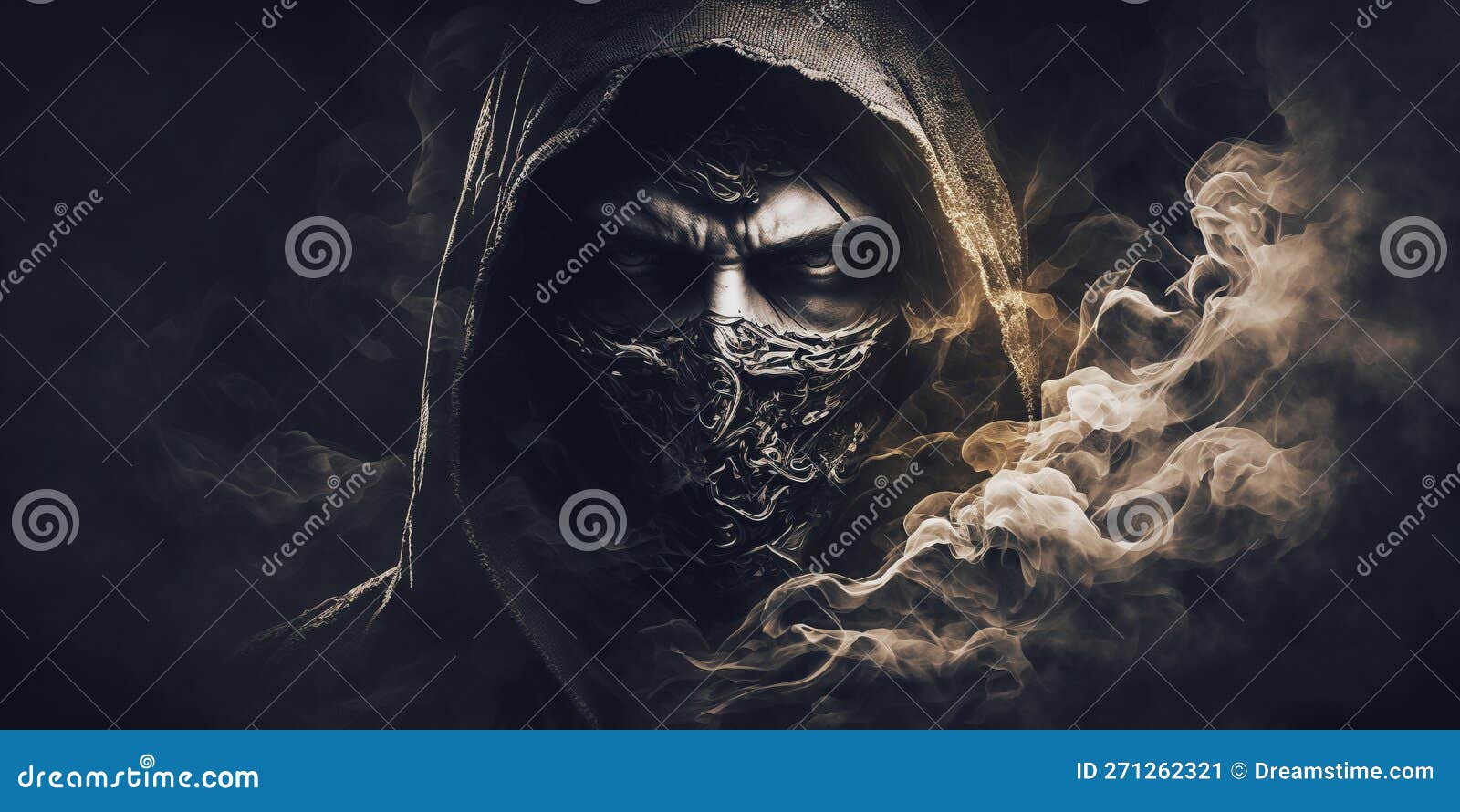 Scary Grim Reaper in the Dark Stock Illustration - Illustration of hood ...