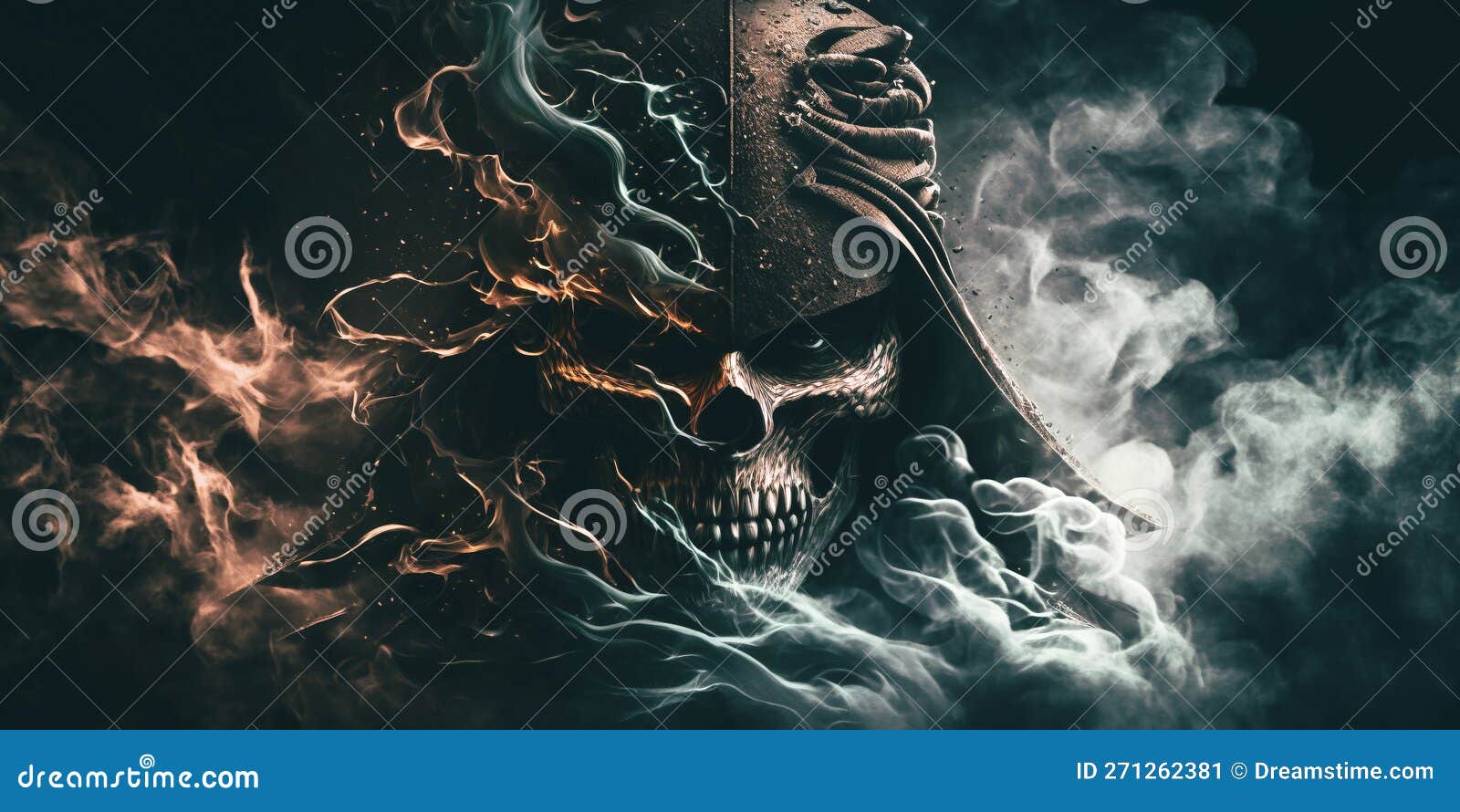 Scary Grim Reaper in the Dark Stock Illustration - Illustration of fear ...