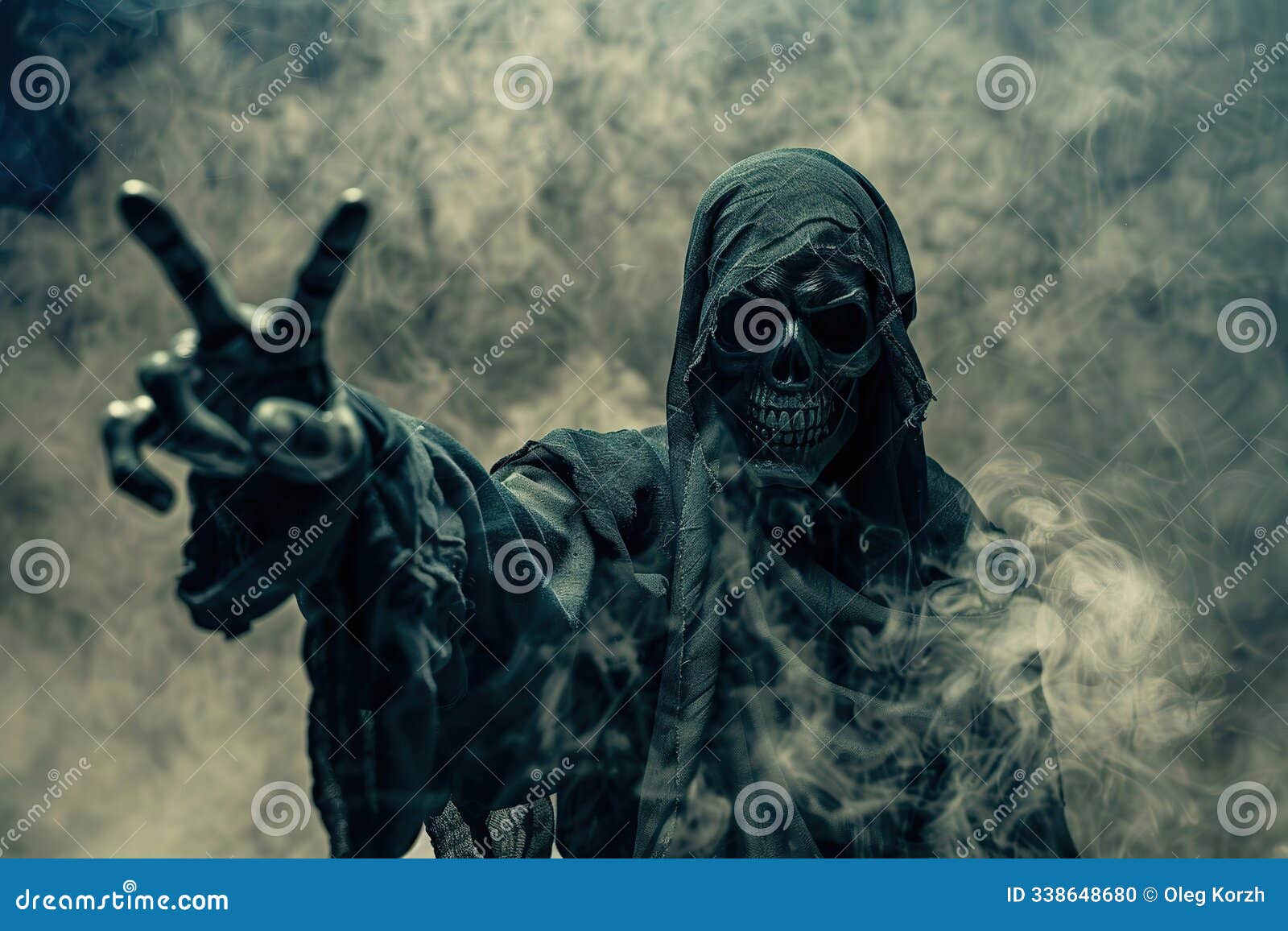 Scary Grim Reaper with Scythe in Hell on Dark Background with Dramatic ...