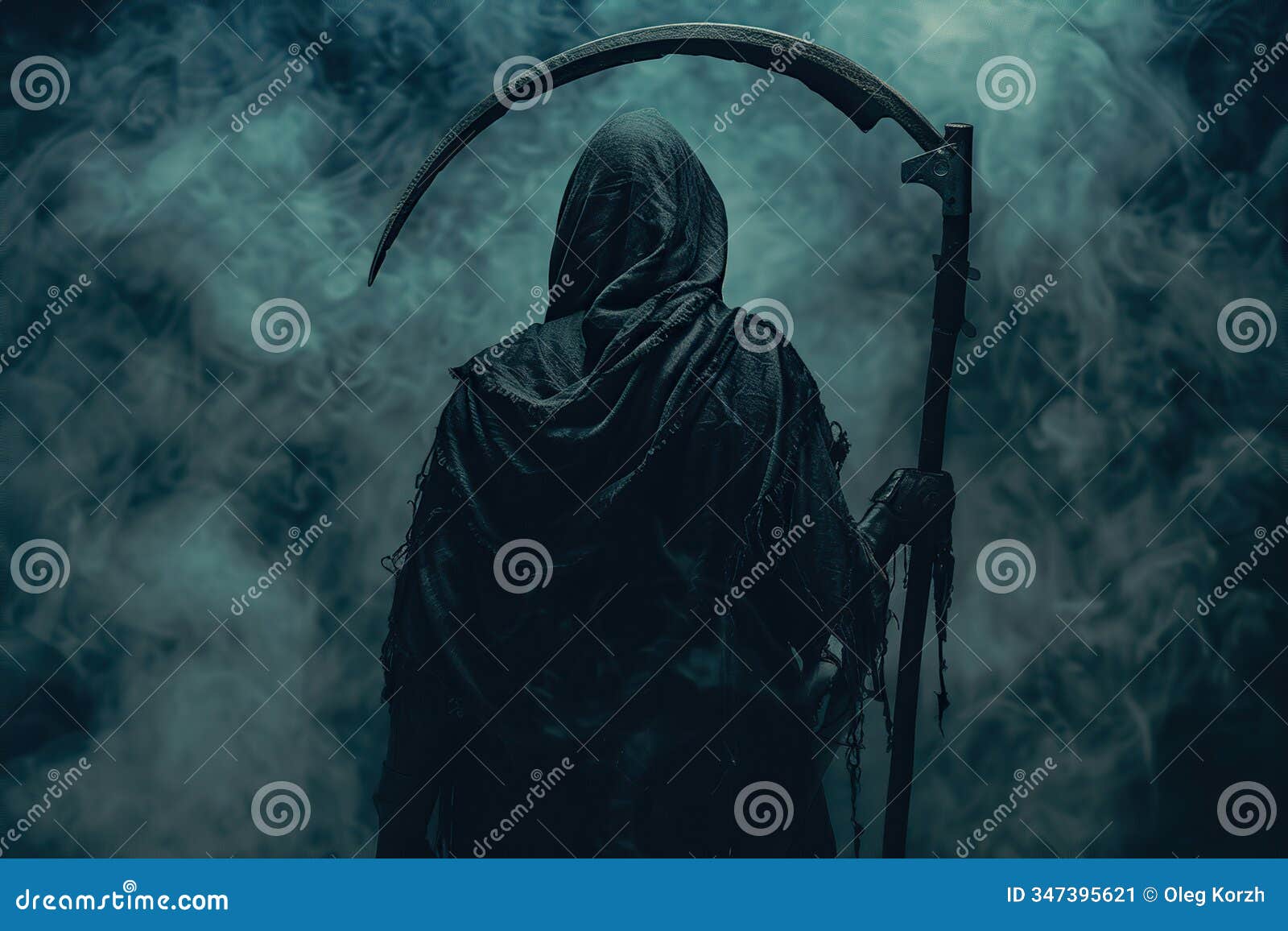 Scary Grim Reaper with Sharp Scythe in Hell with Dramatic Background ...
