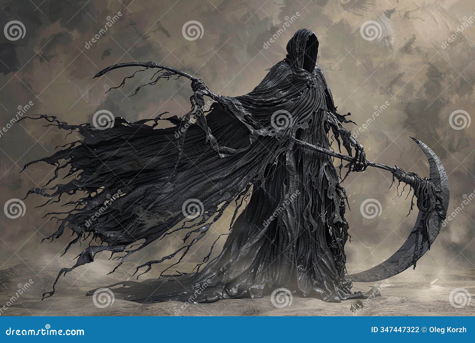 Scary Grim Reaper with Sharp Scythe in Hell with Dramatic Background ...