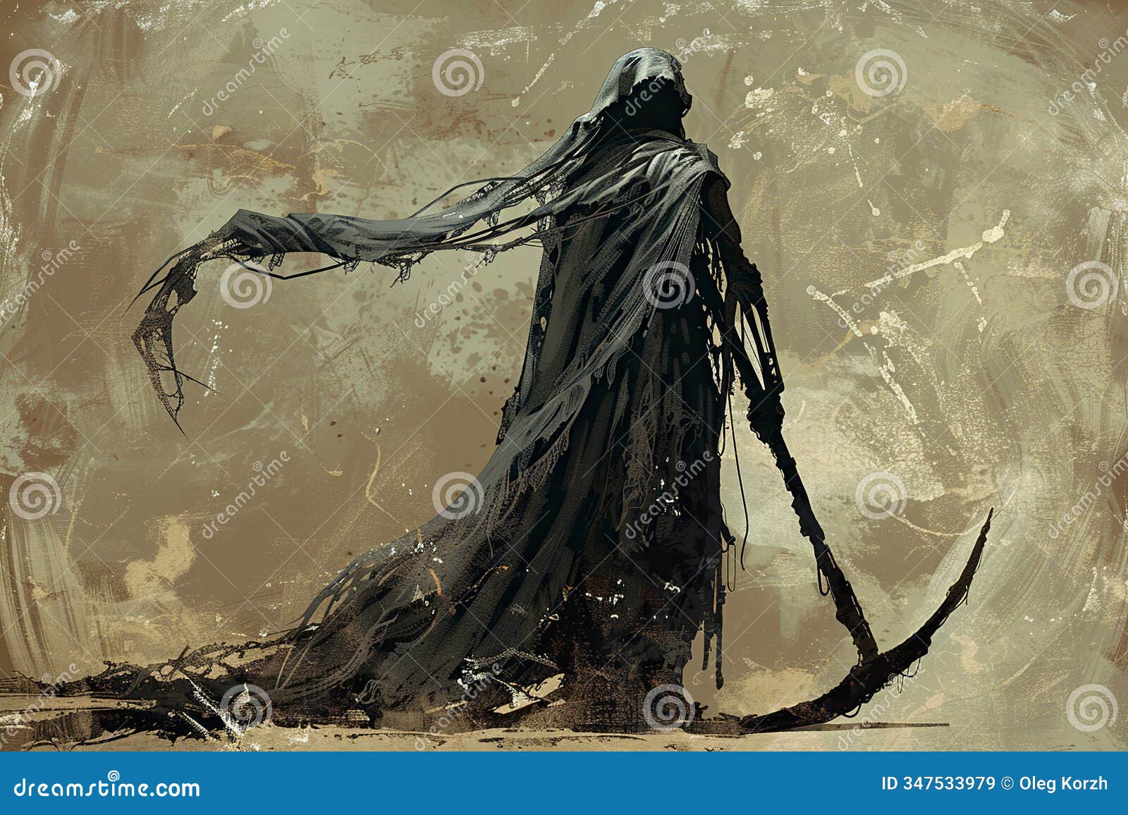 Scary Grim Reaper with Sharp Scythe in Hell with Dramatic Background ...
