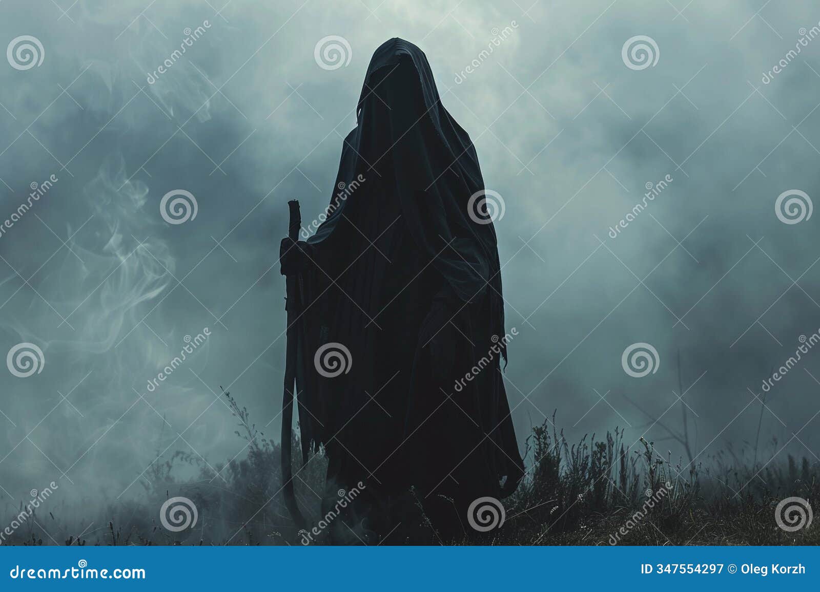 Scary Grim Reaper with Sharp Scythe in Hell with Dramatic Background ...