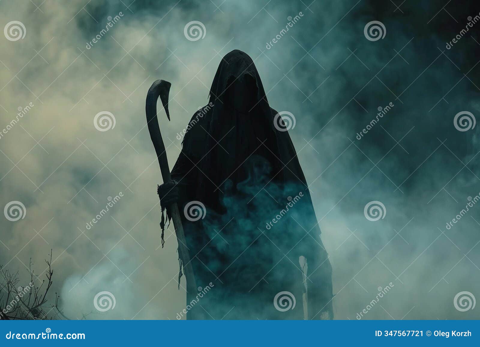 Scary Grim Reaper with Sharp Scythe in Hell with Dramatic Background ...