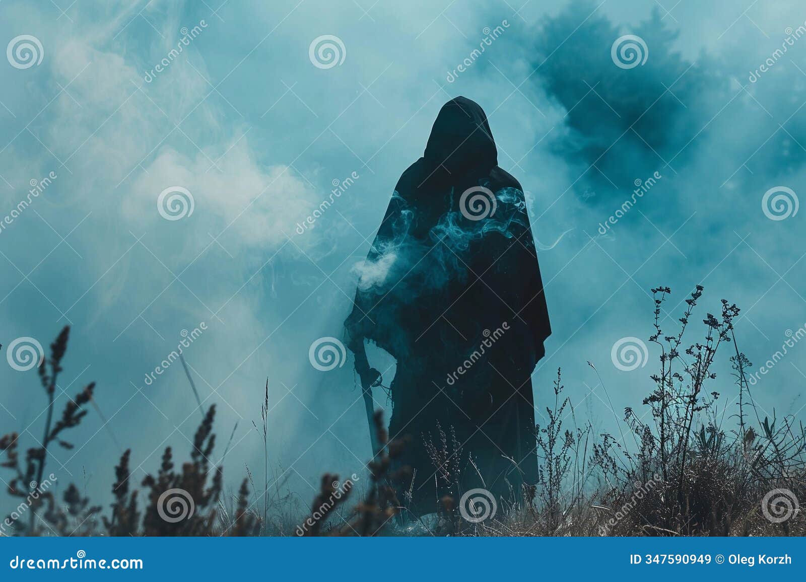 Scary Grim Reaper with Sharp Scythe in Hell with Dramatic Background ...