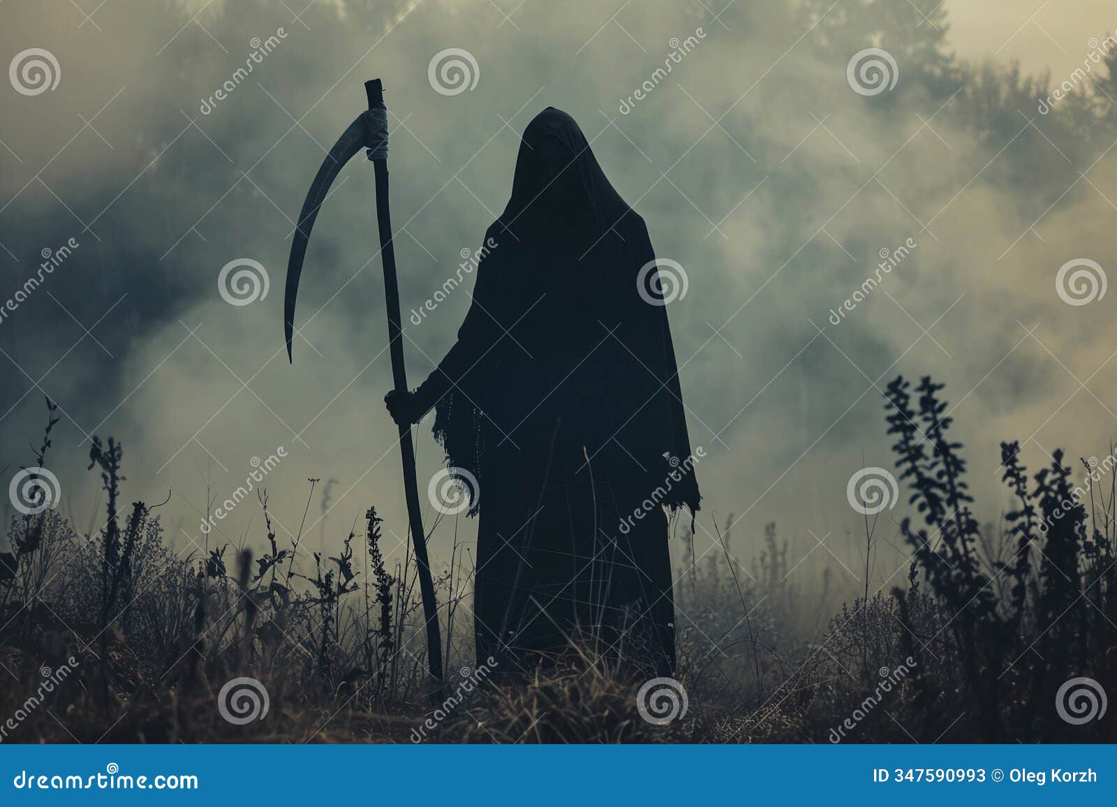 Scary Grim Reaper with Sharp Scythe in Hell with Dramatic Background ...