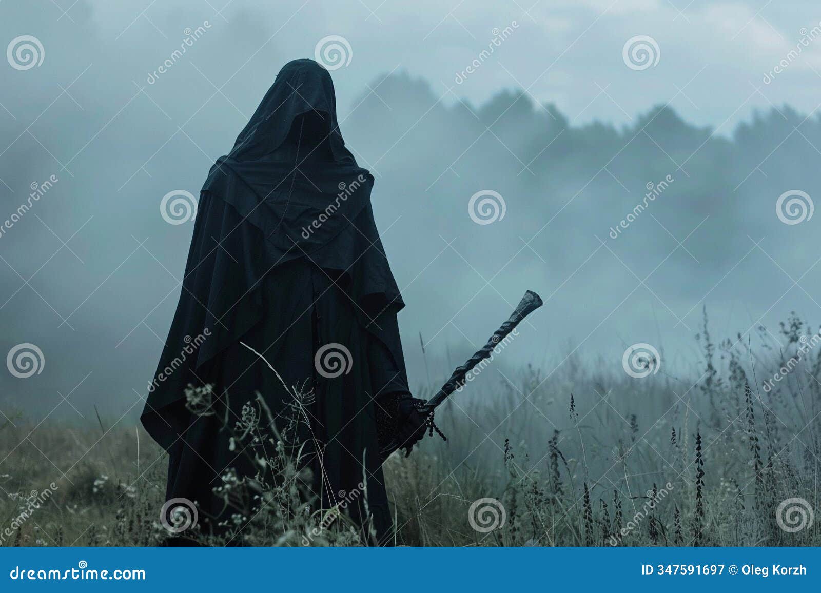 Scary Grim Reaper with Sharp Scythe in Hell with Dramatic Background ...