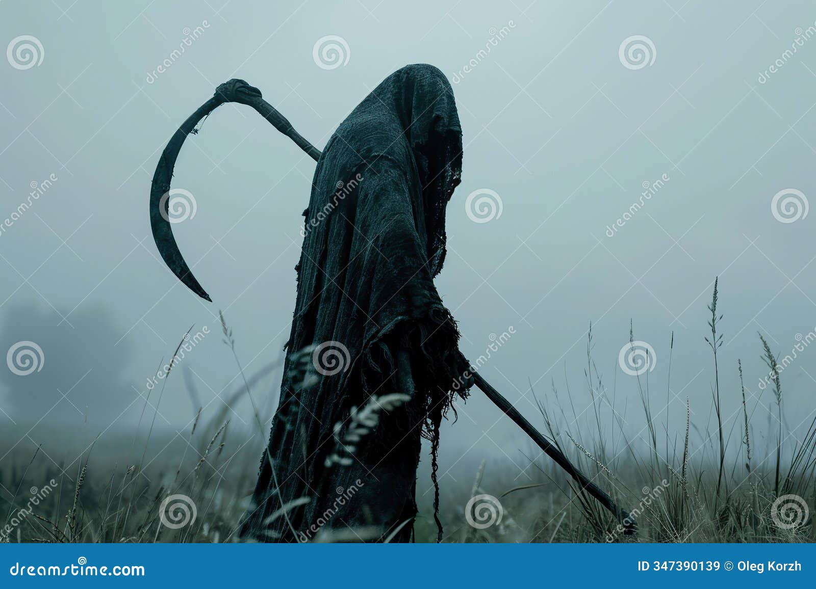 Scary Grim Reaper with Sharp Scythe in Hell with Dramatic Background ...