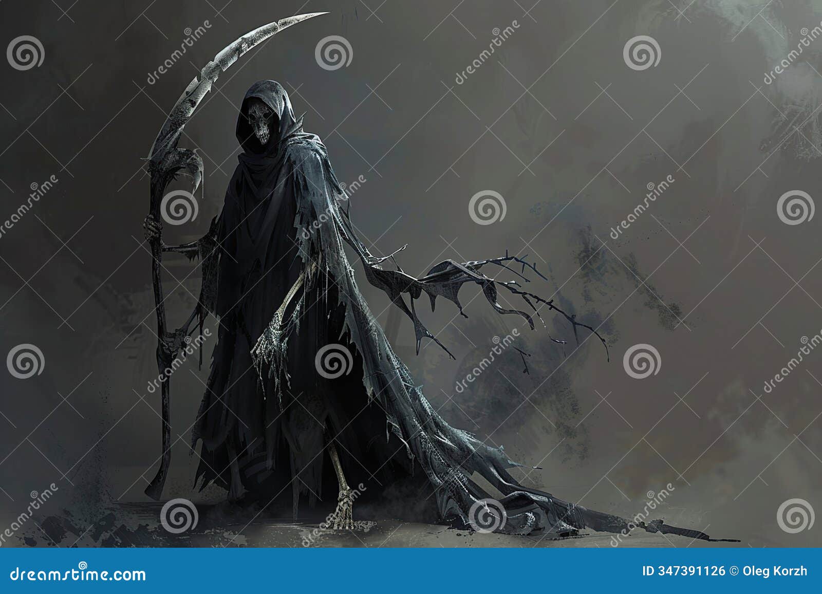 Scary Grim Reaper with Sharp Scythe in Hell with Dramatic Background ...