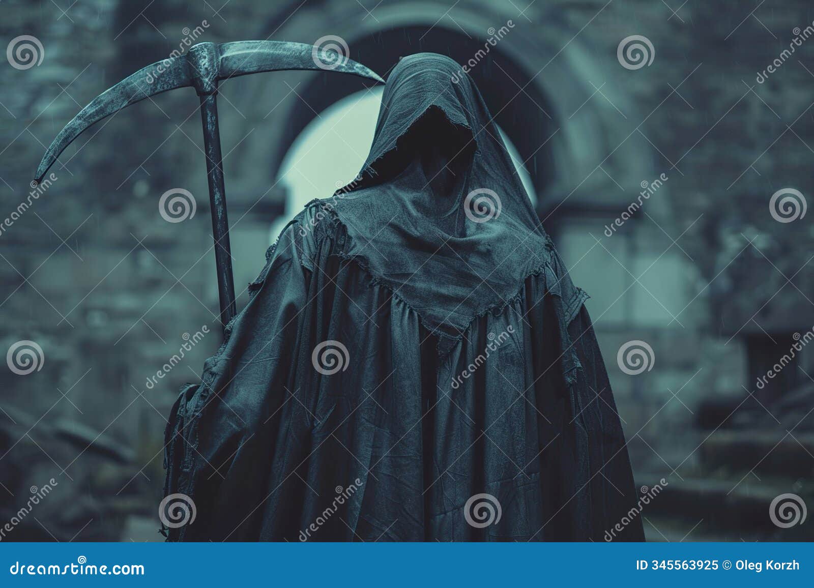 Scary Grim Reaper with Sharp Scythe in Hell with Dramatic Background ...