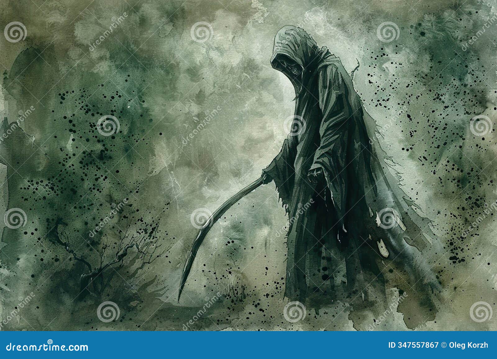 Scary Grim Reaper with Sharp Scythe in Hell with Dramatic Background ...