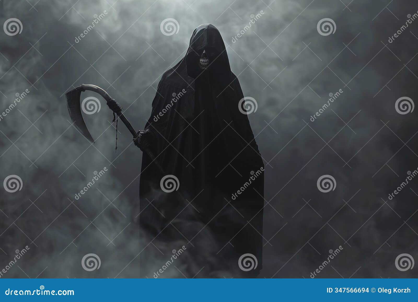 Scary Grim Reaper with Sharp Scythe in Hell with Dramatic Background ...