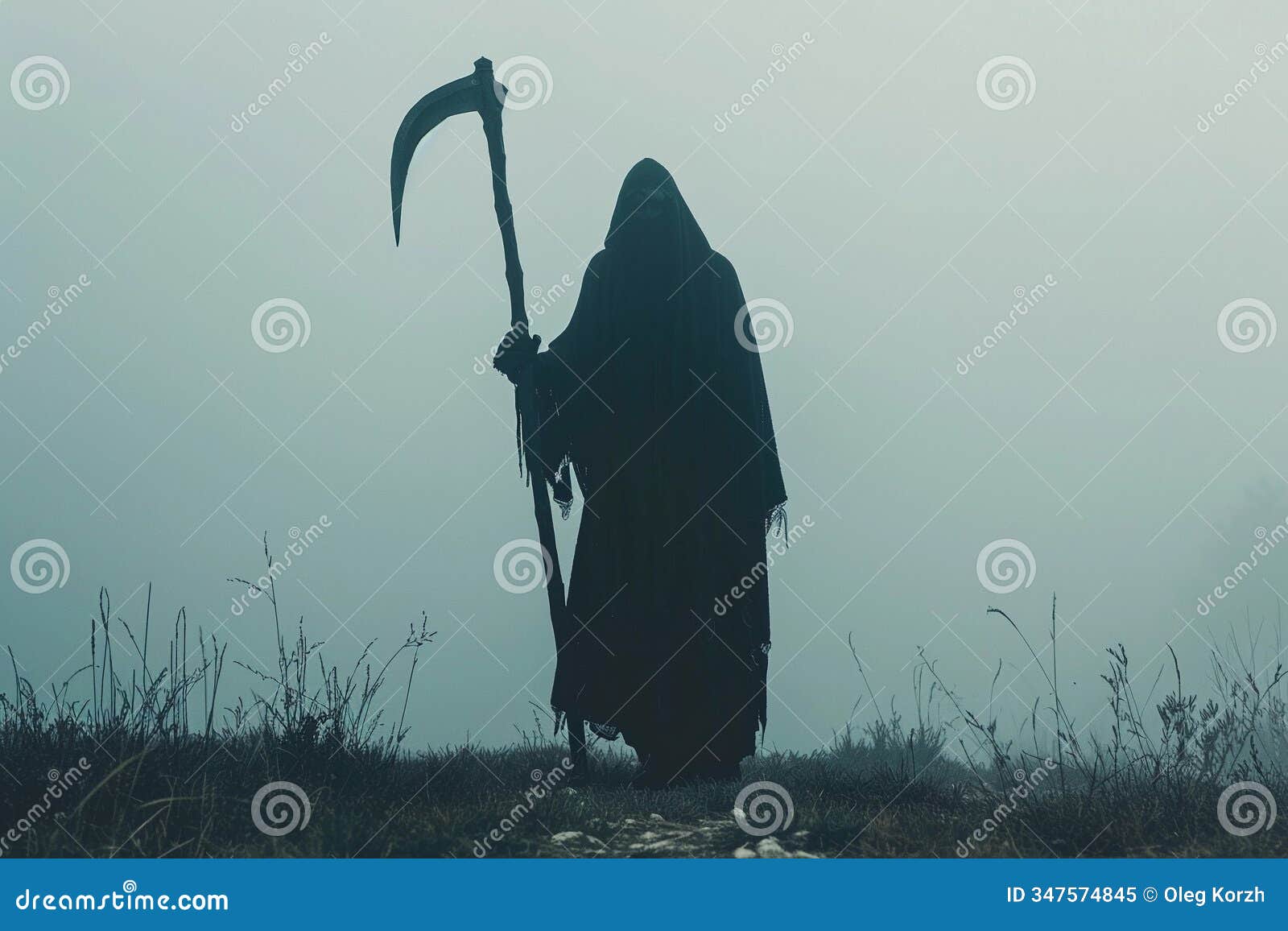 Scary Grim Reaper with Sharp Scythe in Hell with Dramatic Background ...