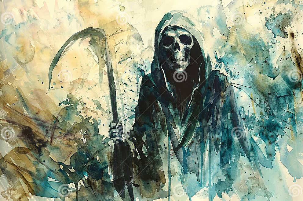Scary Grim Reaper with Sharp Scythe in Hell with Dramatic Background ...