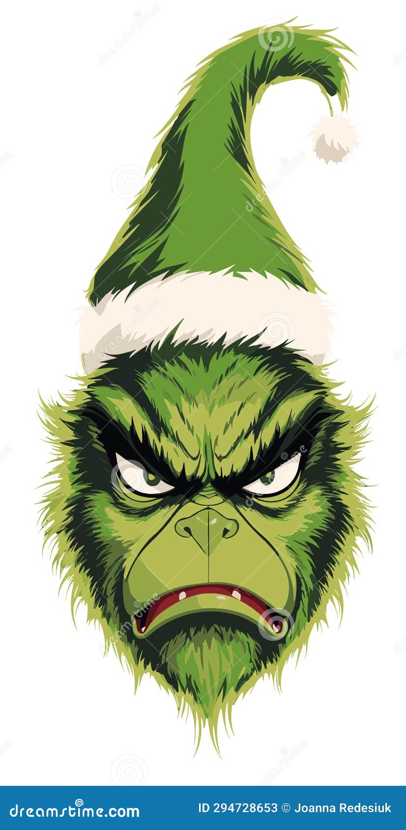 Scary Grinch for Christmas on White Background Stock Vector ...