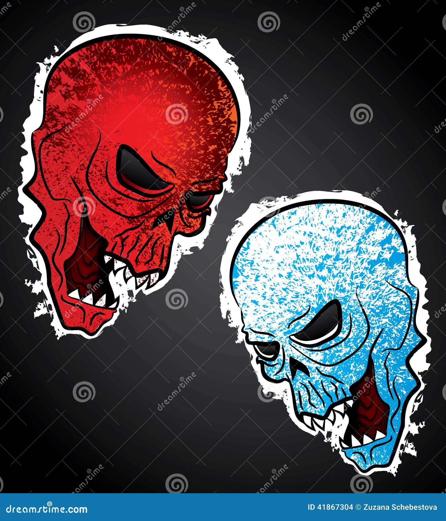 Scary Grungy Shouting Human Skull Design Stock Illustration ...