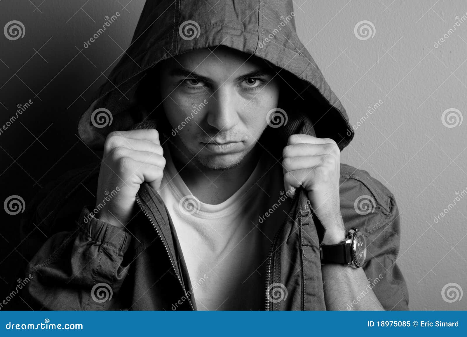 Scary Guy stock image. Image of white, expression, hoodie - 18975085