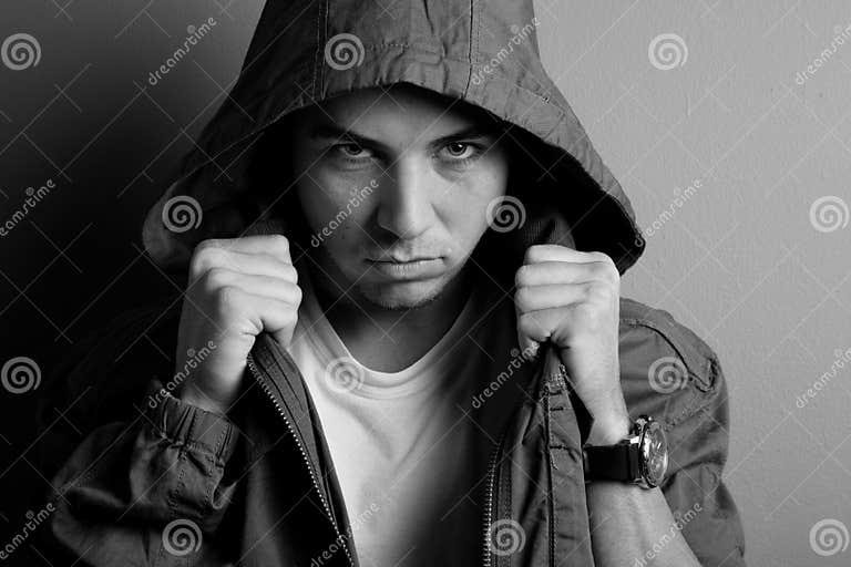Scary Guy stock image. Image of white, expression, hoodie - 18975085