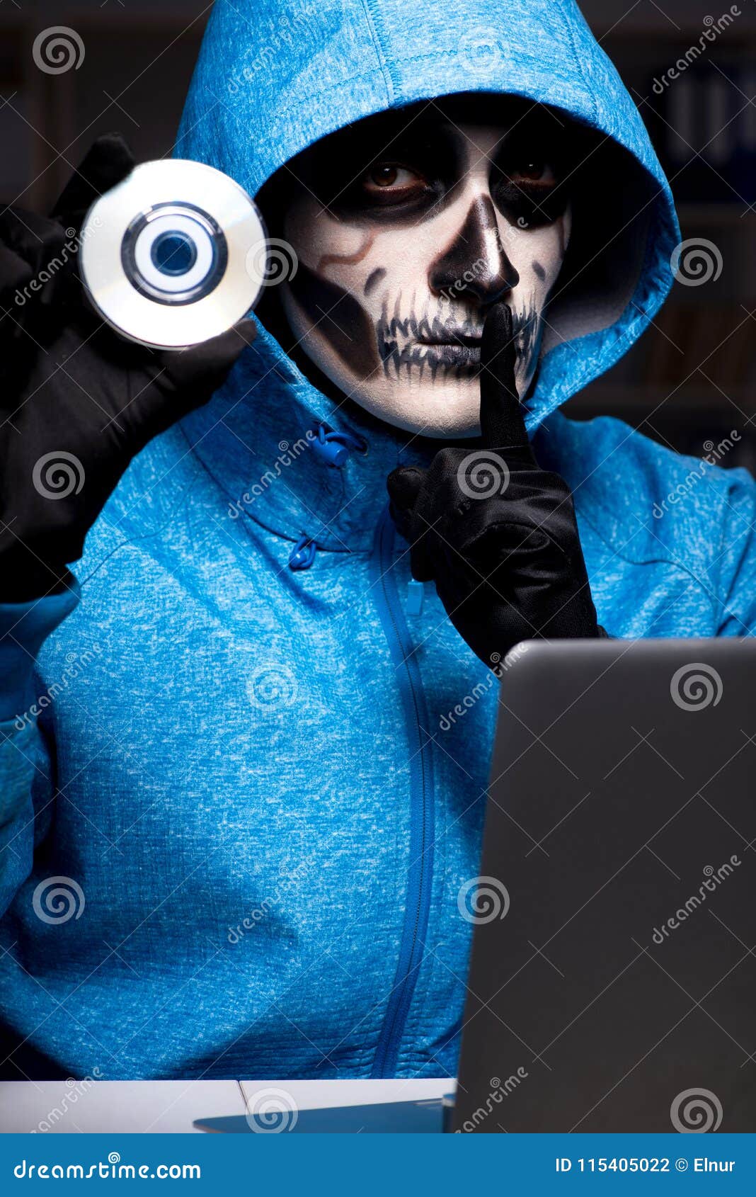 The Scary Hacker Hacking Security Firewall Late in Office Stock Photo ...