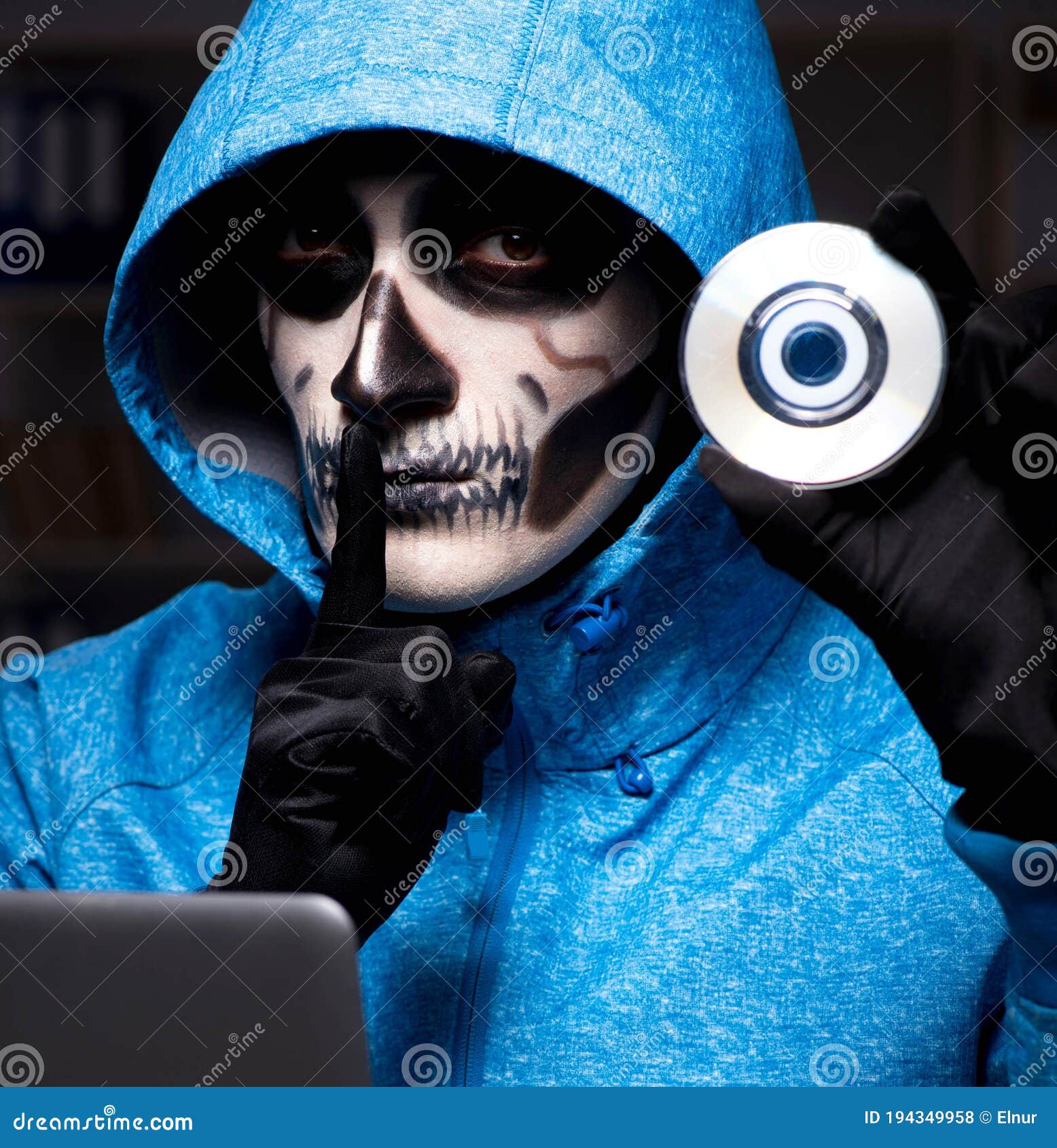 Scary Hacker Hacking Security Firewall Late in Office Stock Photo ...