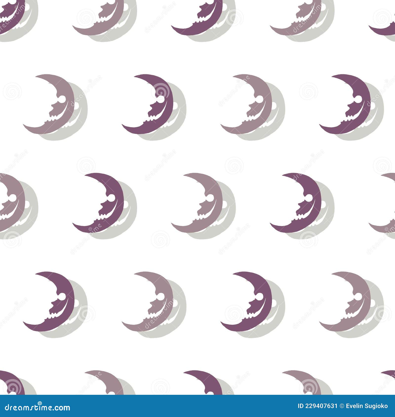Scary Half Moon Face Vector Graphic Silhouette Art Seamless Pattern ...