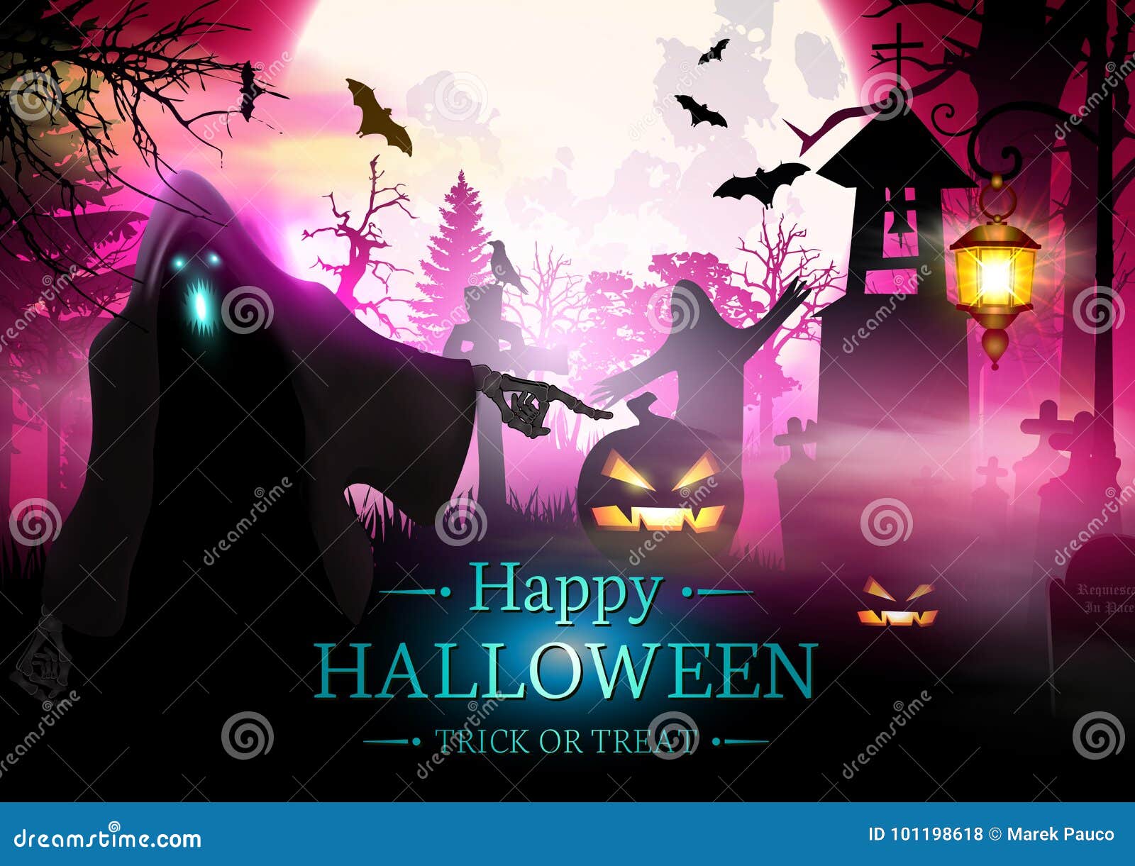 Halloween Background. stock vector. Illustration of moon - 101198618