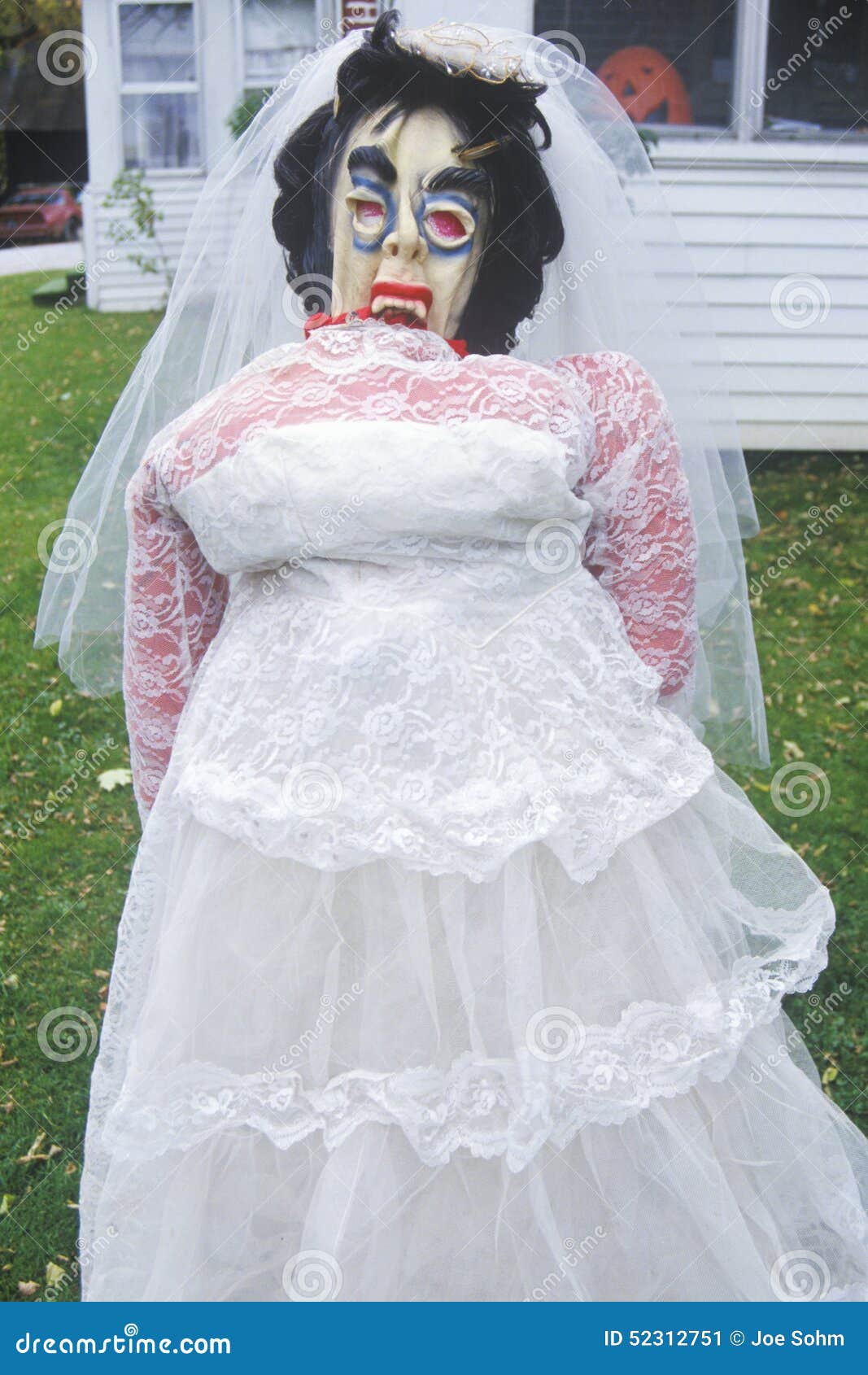 Scary Halloween Bride on Lawn, New England Editorial Photo - Image of ...