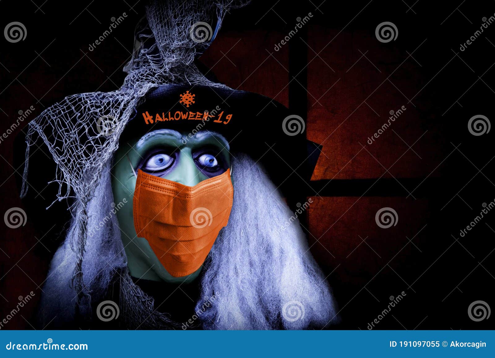 Scary Halloween Coronavirus COVID-19 Witch Death. Halloween Concept ...