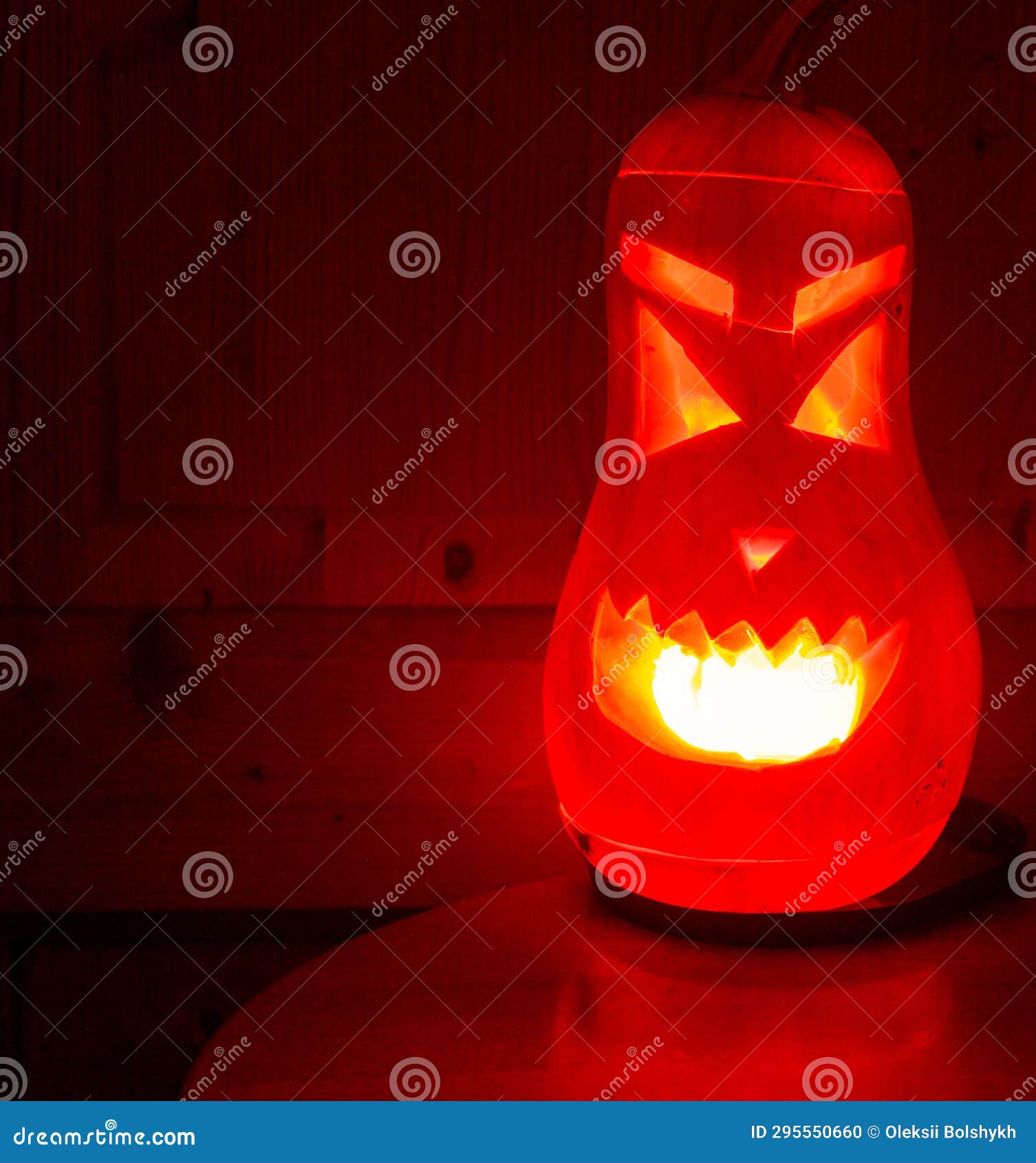 Scary Halloween Pumpkin with Burning Smile and Eyes in the Dark Stock ...