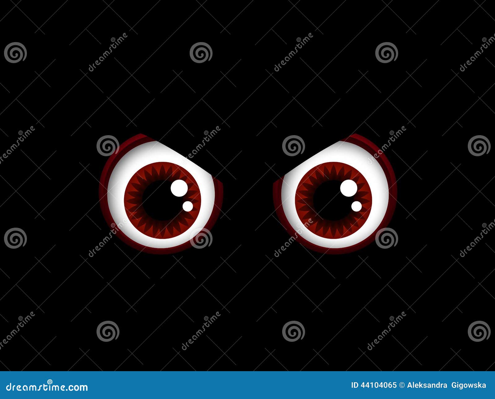 Scary Halloween Red Eyes Isolated Over Black Stock Illustration ...