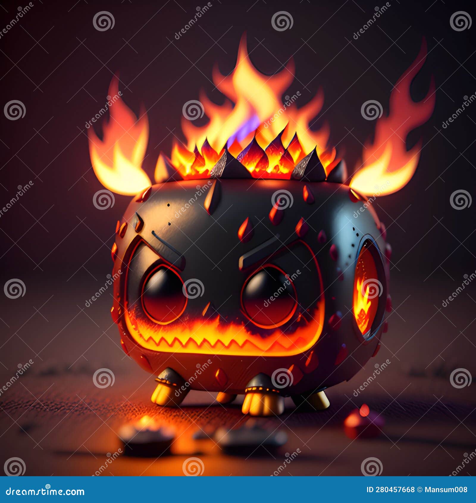 Scary Halloween Robot with Fire, AI Generated Stock Illustration ...