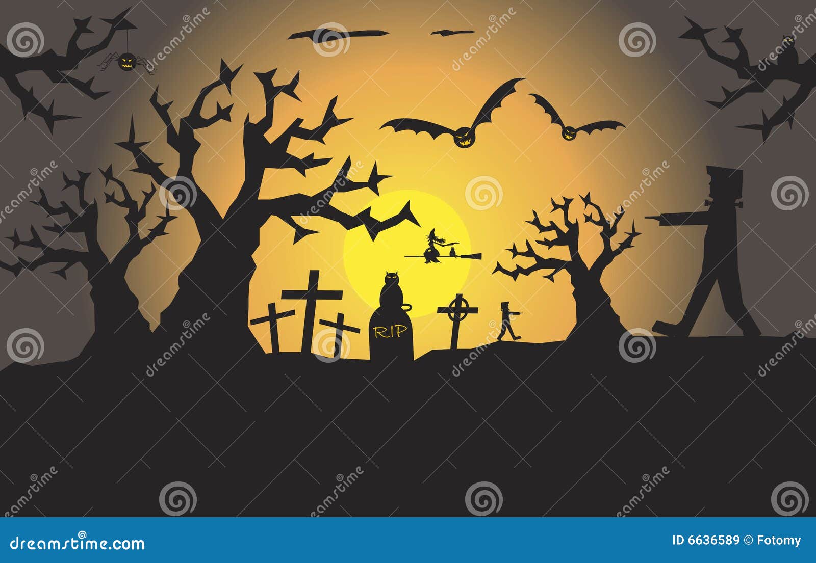 Scary halloween scene stock vector. Illustration of celebration - 6636589