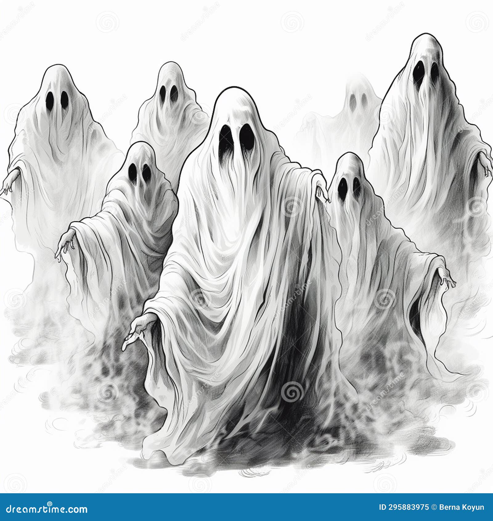 Scary Hand-Drawn Ghost stock illustration. Illustration of nighthouse ...