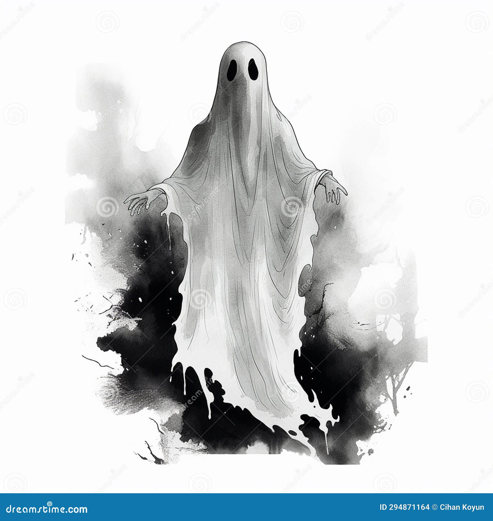 Scary Hand-Drawn Wraith stock illustration. Illustration of ...