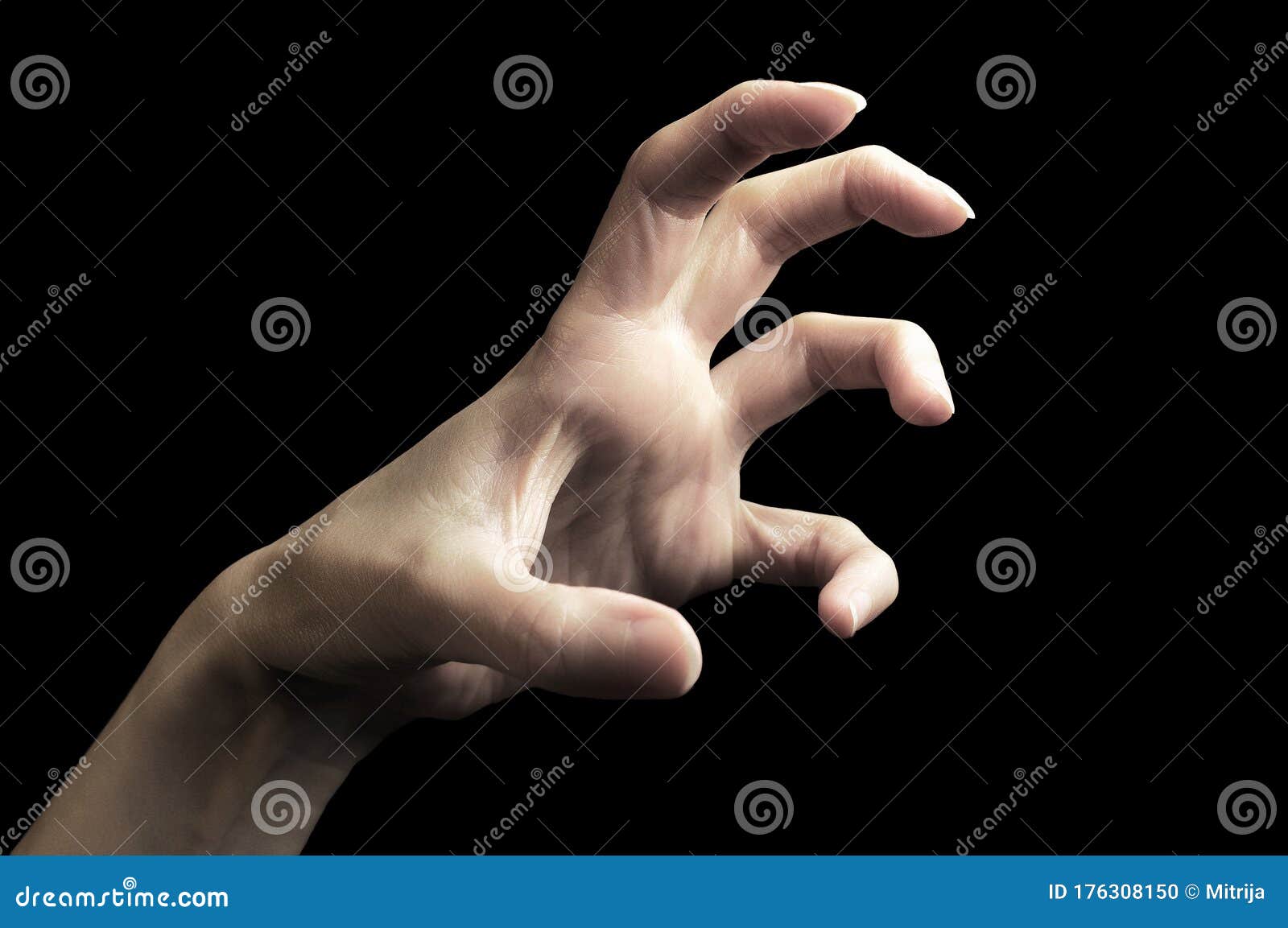 Scary Hand Gesture Isolated on Black Stock Photo - Image of danger ...
