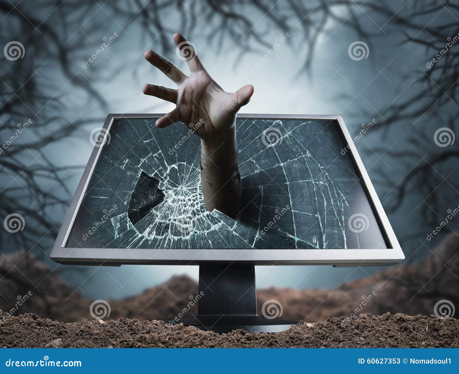 Scary Hand Sticks from Computer Stock Image - Image of digital, hand ...