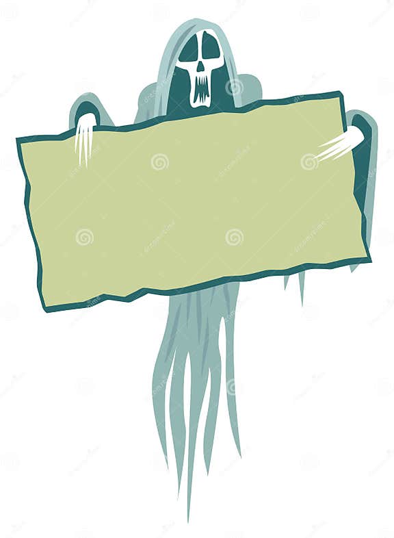 Scary Ghost with Sign stock vector. Illustration of rags - 30310024