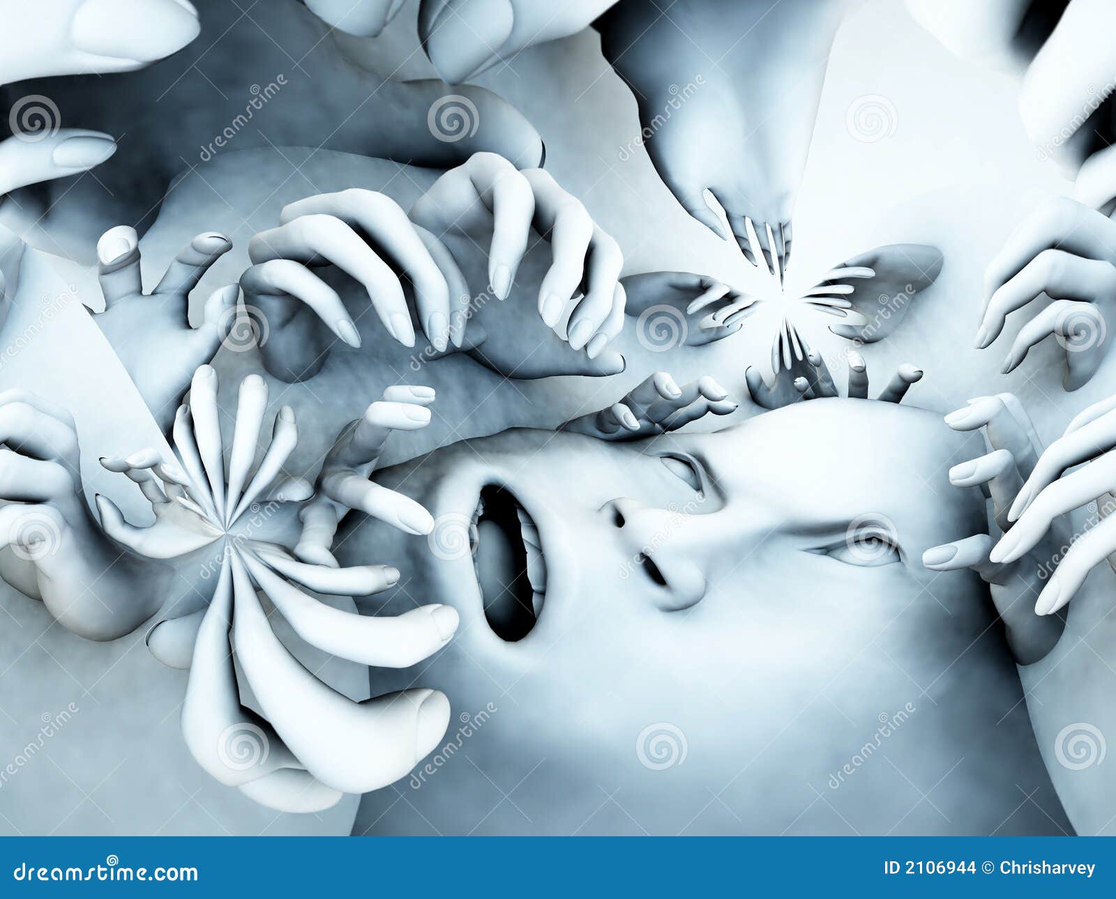 Horrifying Person Carries A Giant Head With A Scary Smile Expressionism ...