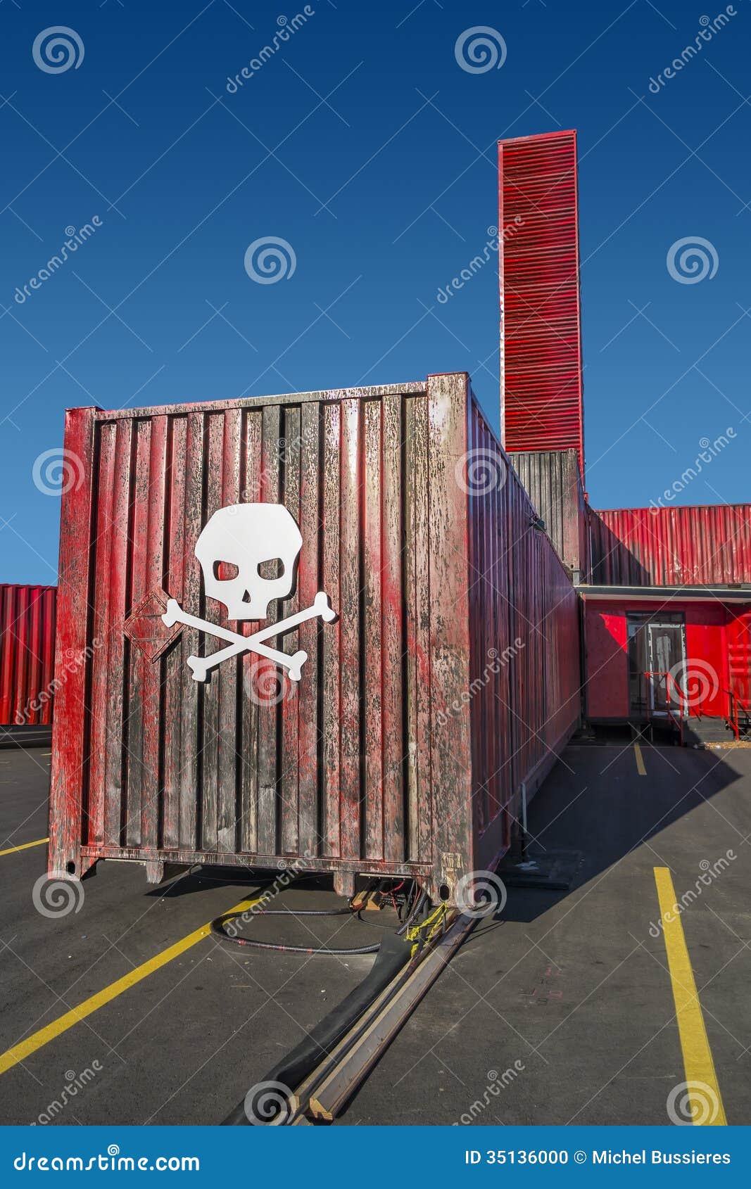 Scary house in a container stock photo. Image of transportation - 35136000
