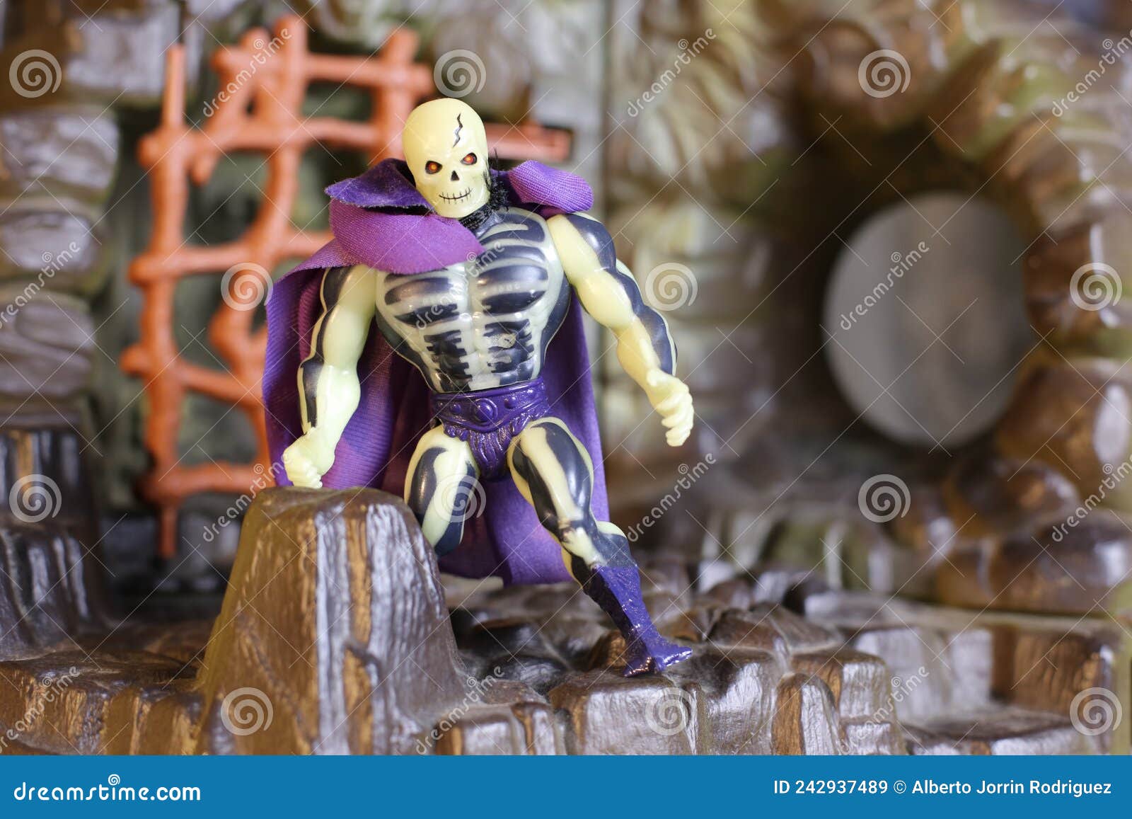 Scary Human Skeleton Wearing a Purple Robe Stock Image - Image of ...