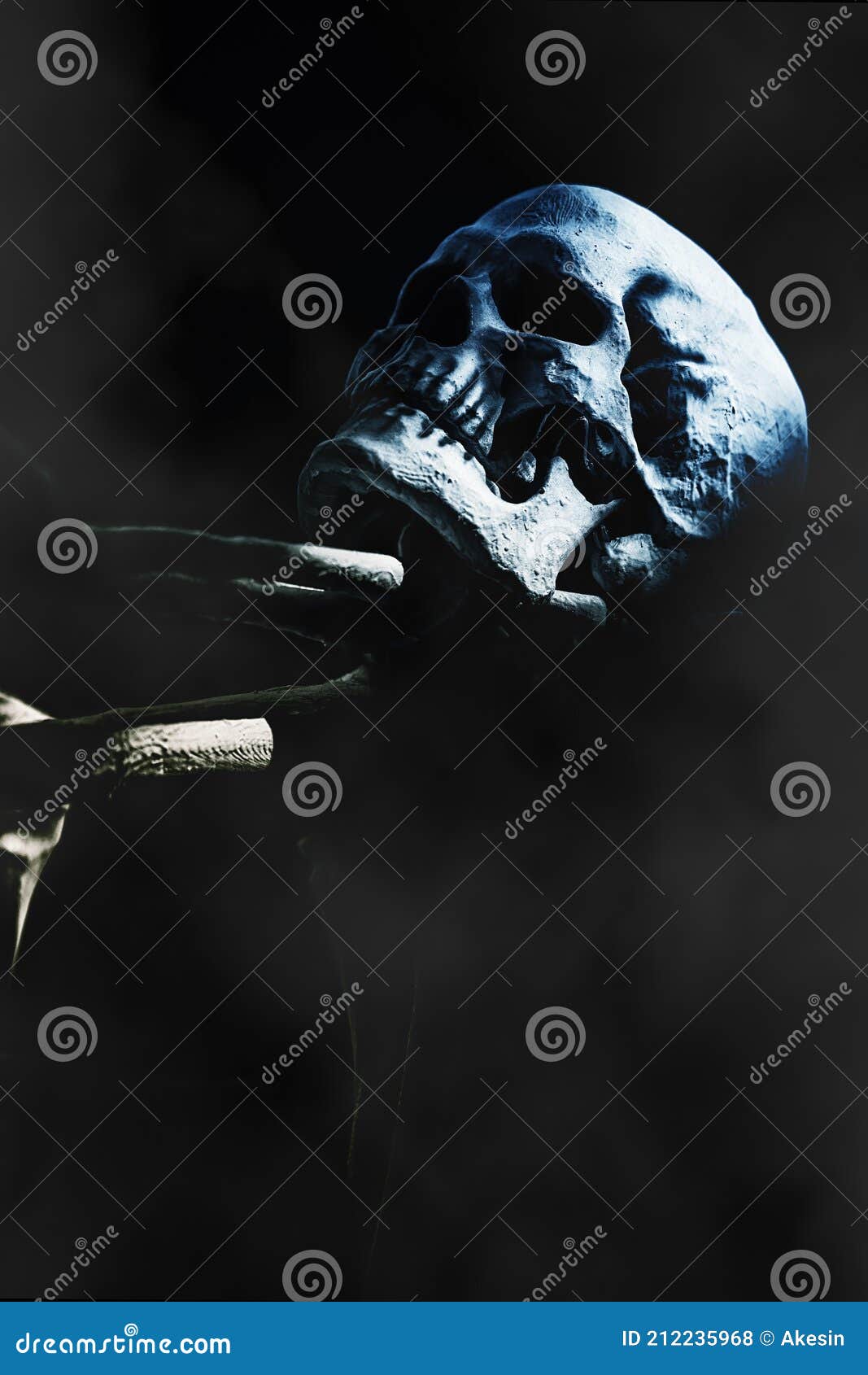 Scary Human Skull on Dark Background Stock Photo - Image of teeth, fear ...